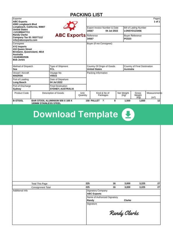 Create A Packing List Free Template IncoDocs
